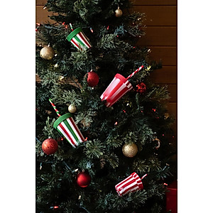 Silipint: Silicone 16 oz Straw Tumbler:4 Pk - Peppermint, Poinsettia, Classic Red & Green - Unbreakable, Holiday Gift, Sustainable