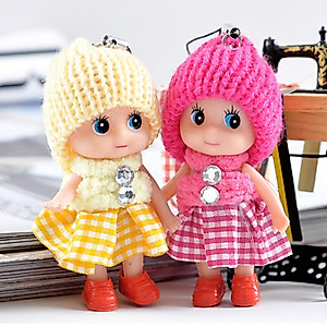 8 PCS Tiny Dolls, Silicone Princess Mini Doll for Girls, DIY Miniature Dollhouse Kit with Miniature Clothes, Decoration Little Dolls Christmas Festival Reborn Baby Stuff Gift & Bag Accessories