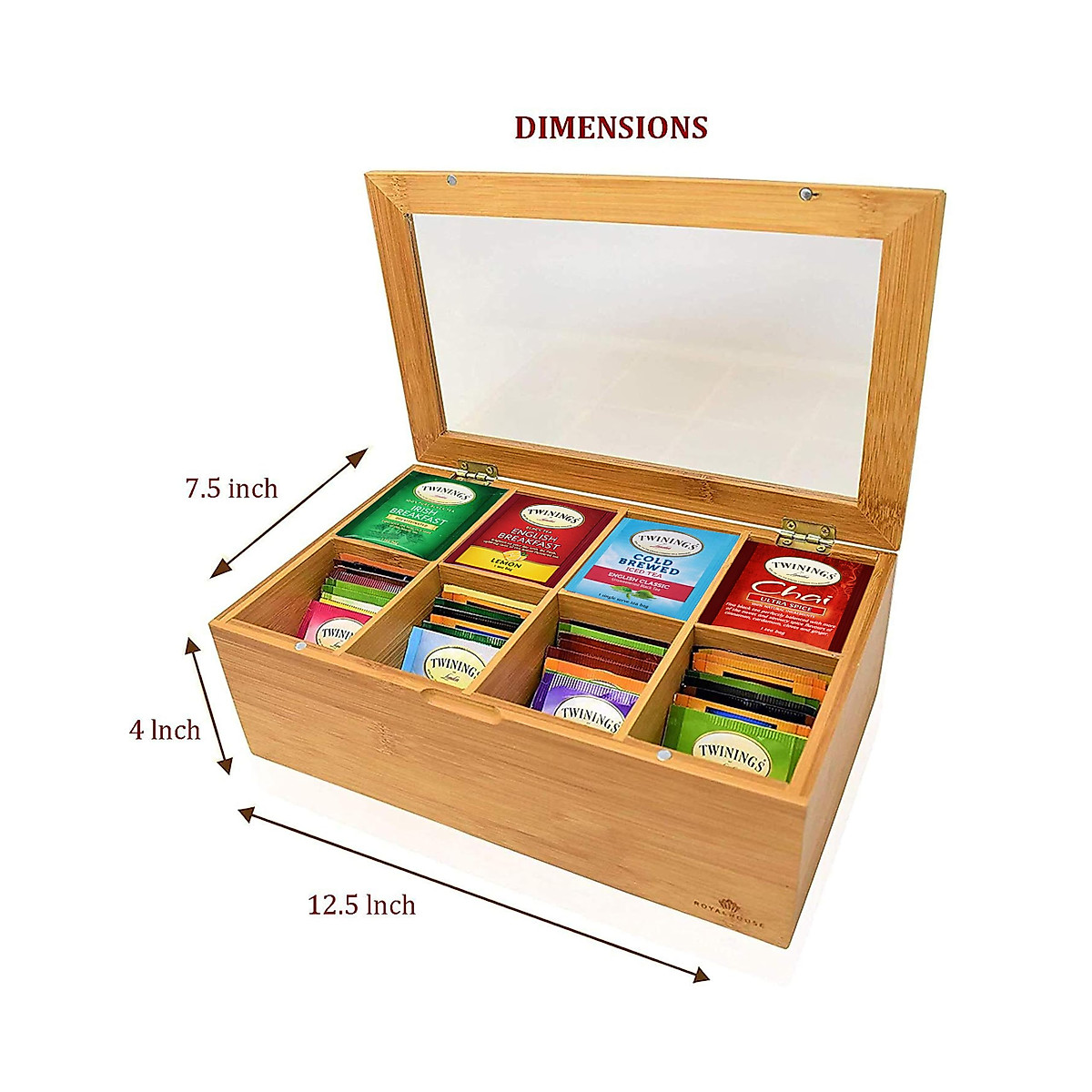 Eva's Gift Universe, Twinings Tea Bags Sampler Assortment in Bamboo Gift Box (70 Count) 14 Flavors Gifts for Women Men Parents Family Friends Coworkers Perfect Variety Pack Tea Bag Organizer