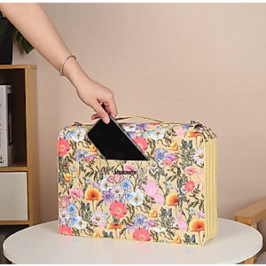 Shulaner Colored Pencil Case 128 Large Slots Holds 384 Pencils or 256 Gel Pens with 4 Layer Zipper Closure High Capacity Pen Organizer for Painter or Artist Yellow Flower