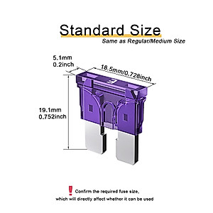 Riseuvo 50pcs 3A Standard Car Fuses - 3 AMP Automotive Fuses(ATO/APR/ATS), 32V (12/24V) Blade Fuse for RV/Truck/SUV