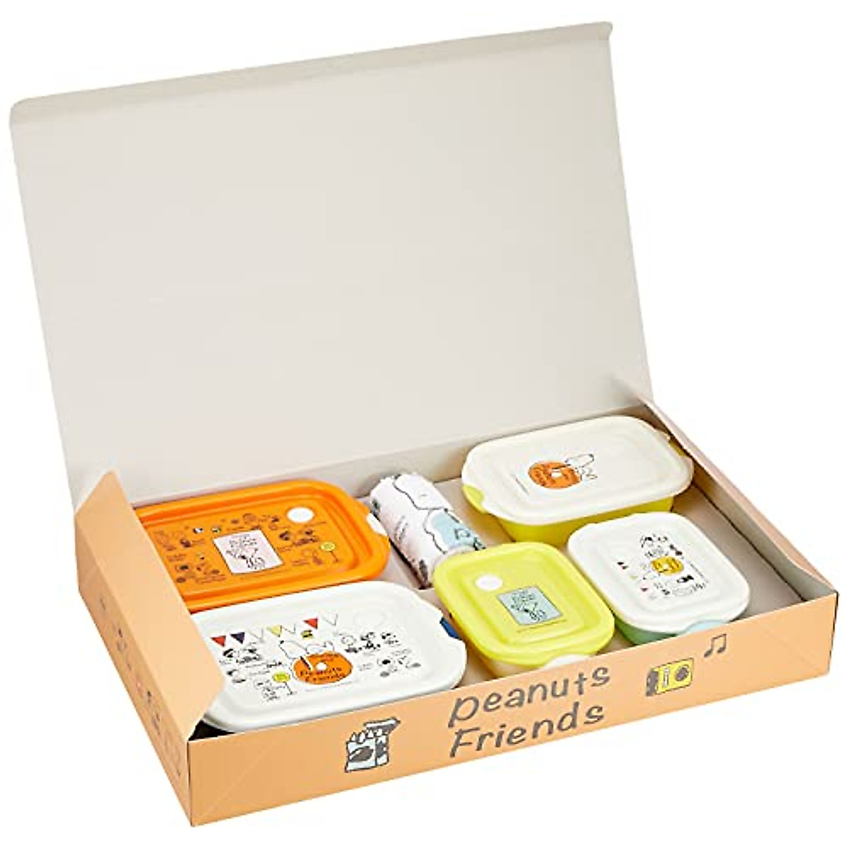 Skater SET921 Snoopy Peanuts Food Container & Hot Towel Gift Set, Made in Japan