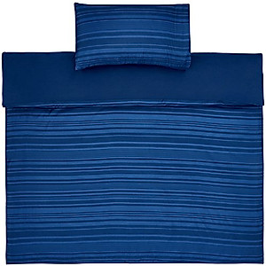 AmazonBasics Microfiber Duvet Cover Set – 135x200cm/50x80cmx1, Royal Blue Calvin Stripe