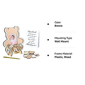 Yookeer Bear Baby Shower Guest Book Alternative Photo Frame Decorations We Can Bearly Wait Baby Shower Sign in Guest Book Girl 1st Birthday Rustic Party Bear Gender Reveal Shower (Brown,8.5x9.3 Inch)