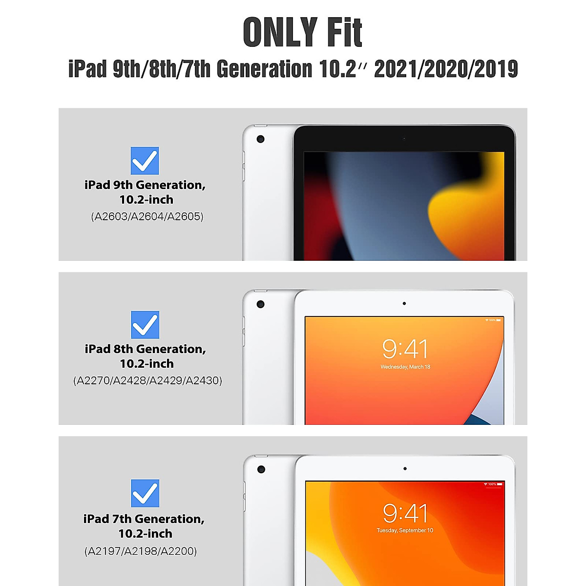 TiMOVO Case for iPad 9th Generation 2021, 10.2 inch iPad Case with Pencil Holder, Smart Stand Protective Clear Case Cover for iPad Case 9th/8th/7th (2021/2020/2019), Light Gray