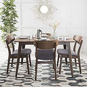 Christopher Knight Home Lucious 50" Rectangular Dining Set, 5-Pcs Set, Natural Walnut / Dark Grey