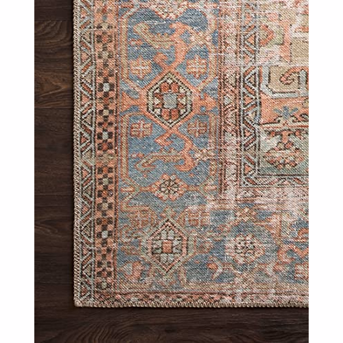 Loloi II Loren Collection LQ-15 Terracotta/Sky, Traditional 7'-6" x 9'-6" Area Rug