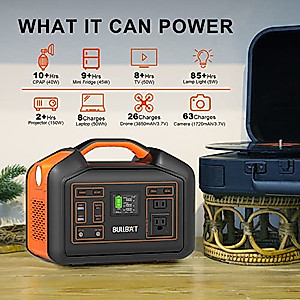 BULLBAT Portable Power Station Pioneer 500, 504Wh Lithiu m Battery Powered Outlet with 500W AC, Solar Power Generators with MPPT, Backup Power Supply for Outdoor & Indoor