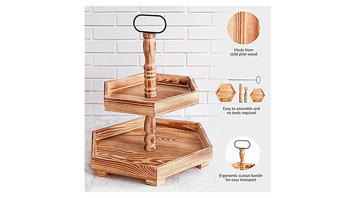 Rustic Farmhouse Tiered Tray for Kitchen & Home Decor