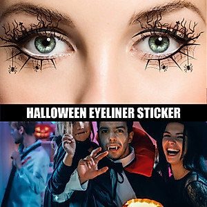 16pc /8 Pairs set Eye Shadow Temporary Eye Tattoo Stickers Women Halloween Party Eye Makeup Stickers Face Waterproof Fake Eyeshadow Eyeliner Tool