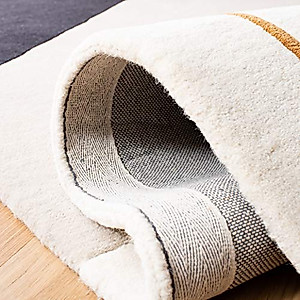 SAFAVIEH Fifth Avenue Collection 3' Round Ivory/Black FTV110A Handmade Minimalist Mid-Century Modern Abstract Premium New Zealand Wool Entryway Foyer Living Room Bedroom Kitchen Area Rug