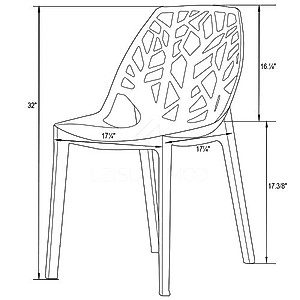 LeisureMod Caswell Cut-Out Tree Design Modern Dining Chairs, Set of 2 (Clear)