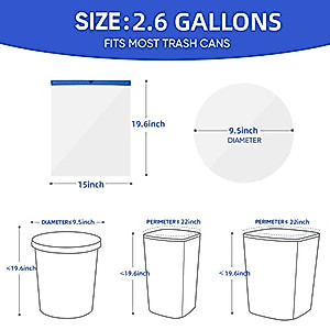 2.6 Gallons Small Trash Bags Strong Drawstring Garbage Bags 60 Count for Trash Cans Office Living Room Kitchen and Bathroom - Thickened Unscented
