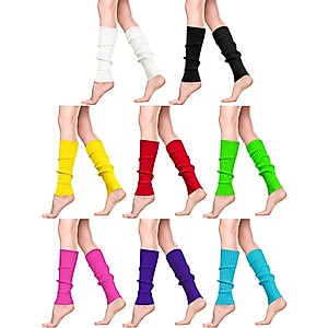 SATINIOR 8 Pairs Women Knit Leg Warmers 80s Eighty's Ribbed Leg Warmers for Party Sports