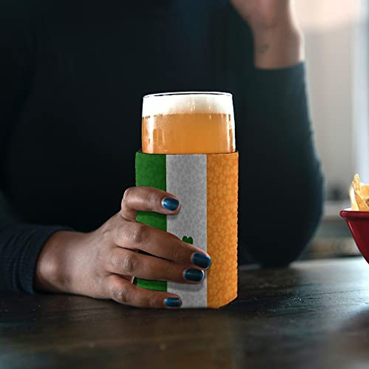 2 PCS Irish Flag with Shamrock Pattern Can Cooler Party Gift Beer Drink Coolers Coolies