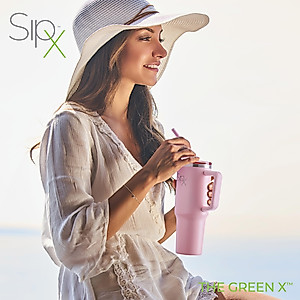 SIPX™ Insulated Tumbler With Lid And Straw, 40oz. Tumbler With Handle Keeps Cold 12 Hours, Water Bottle Thermos With Lid, BPA-Free Reusable Insulated Coffee Tumblers, Travel Mug Great For Beach Party