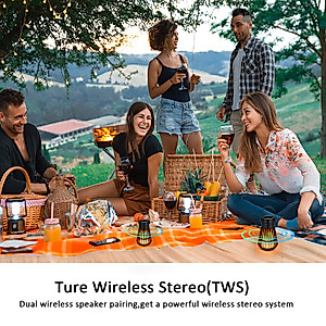 Tesoorda LED Flame Speaker, Portable Waterproof Bluetooth Wireless Speaker for Indoor/Outdoor, LED Flame Effect Speaker with Stereo Sound, Led Table Lanterns/Lamp for Patio,Garden,Camping (1 Pack