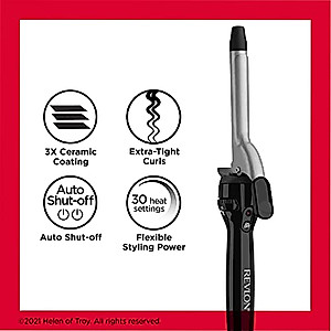 Revlon Perfect Heat Triple Ceramic Curling Iron | For Silky Smooth Tight Curls (3/4 in)