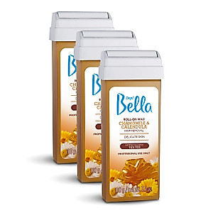 Depil Bella Brazilian Roll On Wax Chamomile and Calendula Depilatory | Body Waxing, Hair Removal Wax-Cartridge | Men and Women | Home Self Waxing | Sensitive Skin | Dermatologically Tested (3 PACK)
