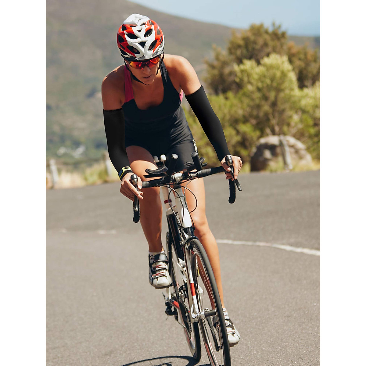 9 Pairs UV Protection Sleeves Cooling Sleeves Long Arm Covers Arm Sleeves for Men and Women (Bright Colors)