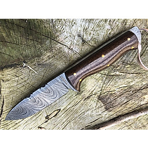 Perkin Damascus Steel Hunting Knife With Sheath Skinner Knife - SK1300