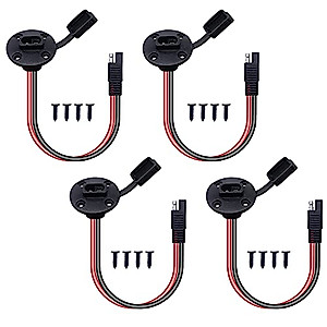 weideer 4pcs SAE Power Socket Sidewall Port SAE Connector Weatherproof Quick Connect Solar Panel Mount 12AWG Cable Ends with Male for Solar Generator Battery Charger with 16 Screws K-V012-30