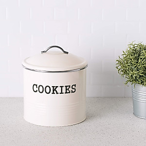 Home Basics Large Cookie Jar (Ivory) Cookie Jars For Kitchen Counter | Cute Cookie Jar With Lid