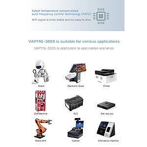 【Upgraded Version】 VONETS VAP11G-500S Industrial High-Power 2.4GHz WiFi Bridge/Wireless Router/Ethernet WiFi to Ethernet Adapter for Industrial Application, PLC, Printer, Medical, Network Devices