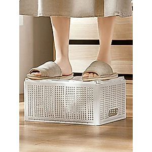 ChezMax Wardrobe Clothes Organizer, Upgraded PP Board Cabinet Closet Compartment Storage Baskets, White Washable Foldable Dividers Closet Drawer Bins for Underwear Socks Jeans, Small Size 6 Grids