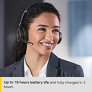 Jabra Evolve 75 MS Wireless Headset, Stereo – Includes Link 370 USB Adapter – Bluetooth Headset with World-Class Speakers, Active Noise-Cancelling Microphone, All Day Battery