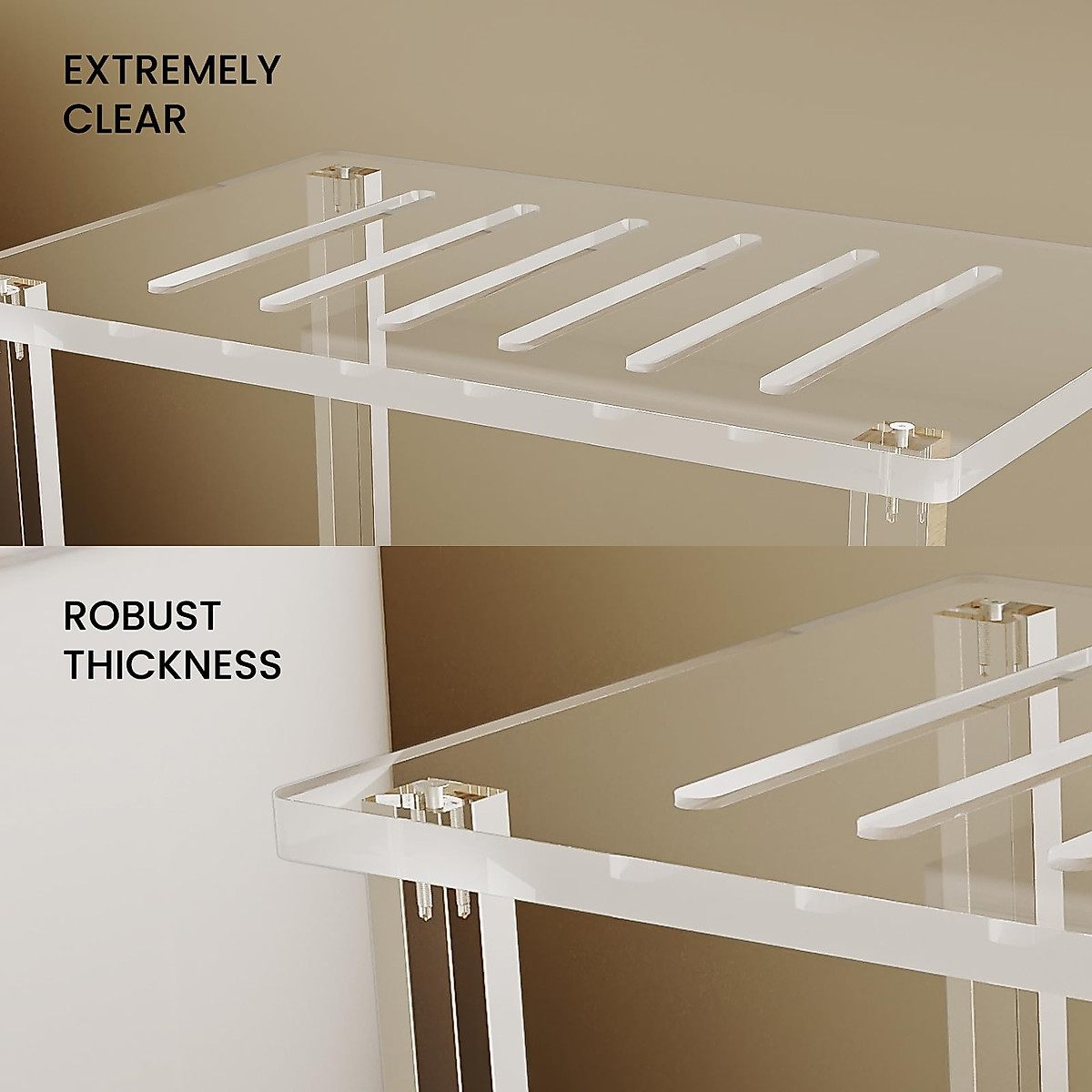 GOIOOIA Acrylic Shower Bench for Inside Shower 13.98" D X 21.26" W X 18.31" H, Heavy Duty (Hold Up to 300lbs) Bathroom Shower Stool with Storage Shelf, for Shaving Legs & Spa, Waterproof Non-Slip