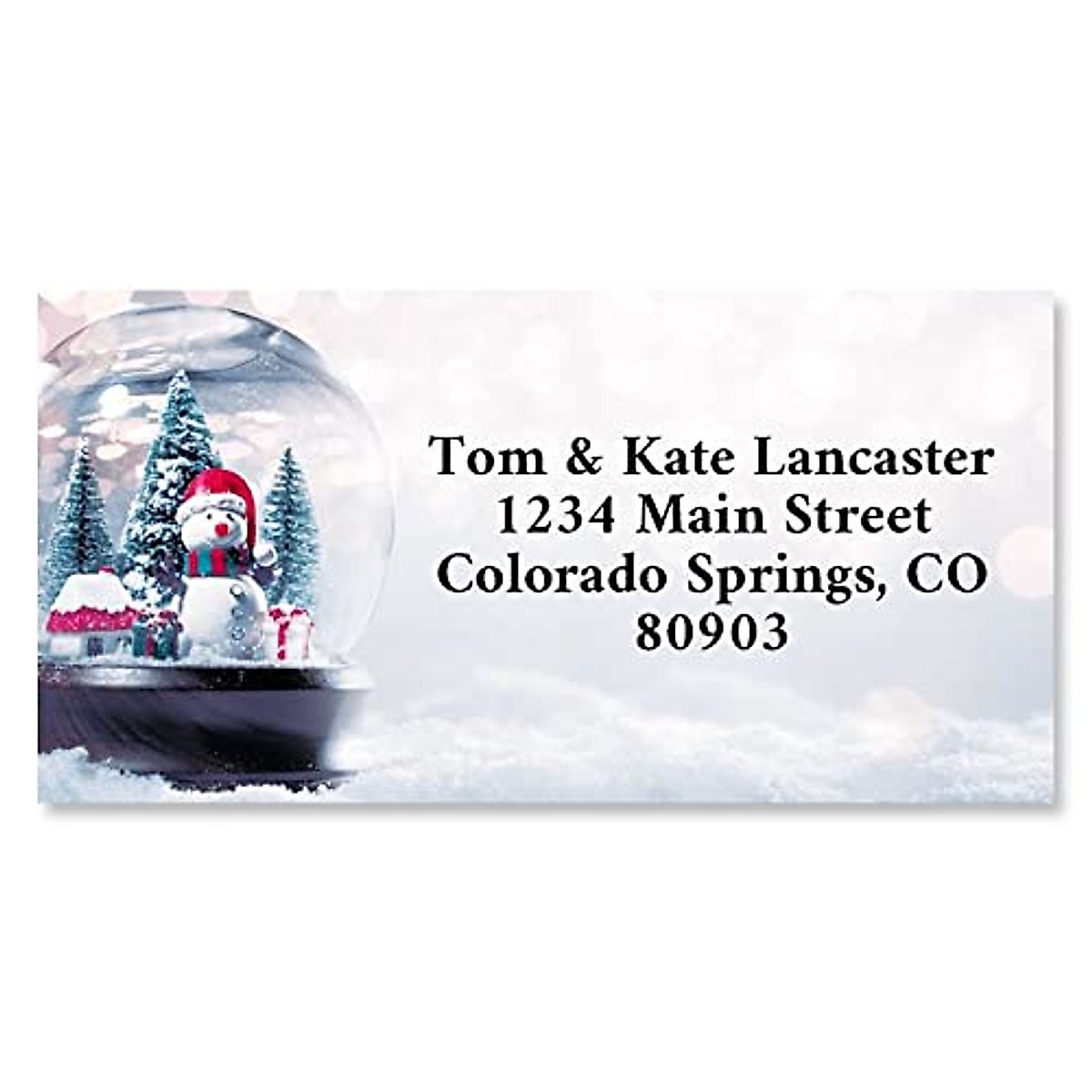Snowman Globe Personalized Border Return Address Labels - Set of 144, Large Flat-Sheet Select Labels