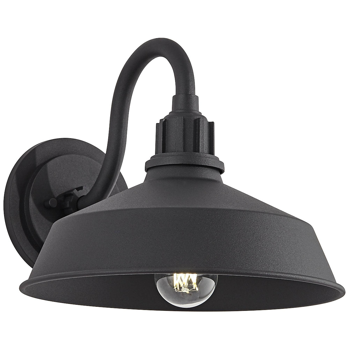 Franklin Iron Works Arnett Rustic Urban Barn Outdoor Wall Light Fixture Smooth Black Aluminum 10 1/2" Gooseneck Arm for Exterior House Porch Patio Outside Deck Garage Yard Front Door Garden Home