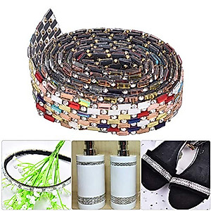 Rhinestone Beaded Ribbon, 1 Yard Colorful Beaded Trim Artificial Gem Stone Beaded Sew On Applique Chain Embellishment DIY Sewing Accessories Bag Belt Decor(B)