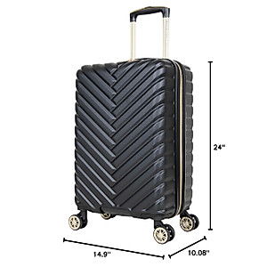 Kenneth Cole REACTION Women's Sophie Backpack Silky Nylon 15" Laptop & Tablet RFID Bookbag for School, Work, & Travel, Black with 20" Carry-On, One Size