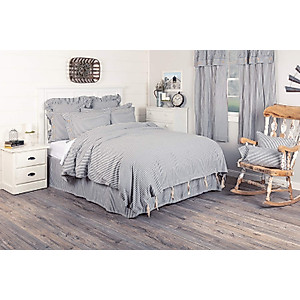 Piper Classics Farmhouse Ticking Stripe Blue Queen Duvet Cover, 100% Cotton
