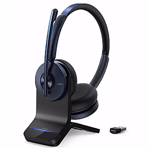 Anker PowerConf H700 with Charging Stand, Bluetooth Headset with Microphone, Active Noise Cancelling, Audio Recording and Meeting Transcription, AI-Enhanced Calls, Compatible with Conference Platforms