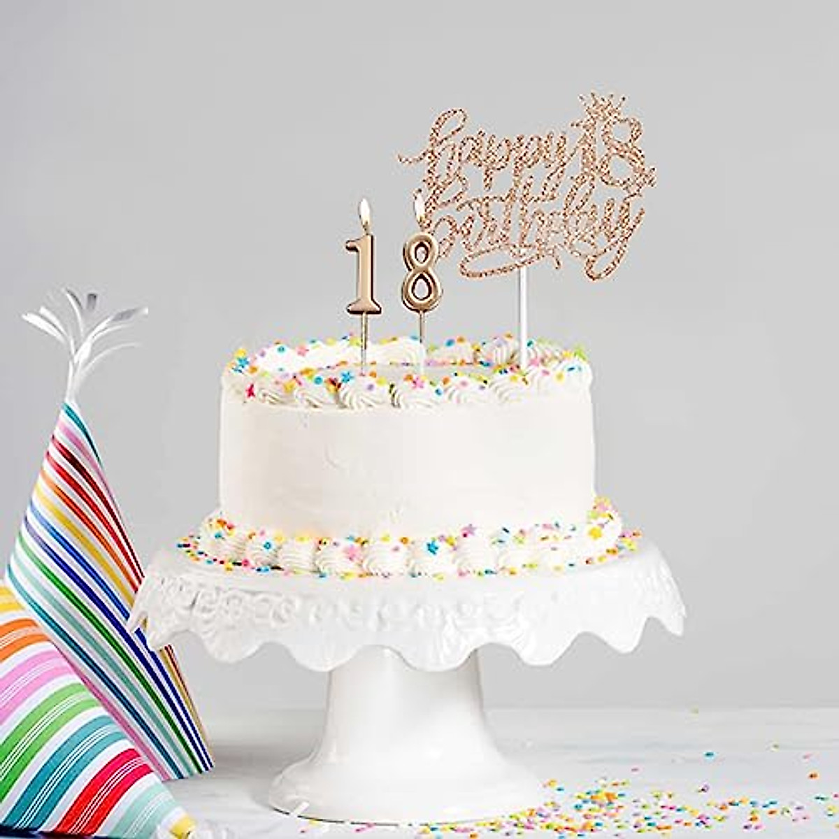 18th Birthday Decorations Girl Including18th Birthday Crown/Tiara, Sash, Cake Topper, and Candles,18th Birthday Gifts for Girls Sweet 18 Birthday Decorations