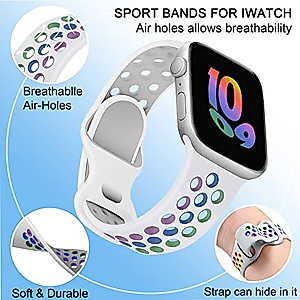 Gulemfy Compatible with Apple Watch Band - Silicone Sport Bands 42mm 44mm 45mm 49mm 38mm 40mm 41mm Man Women, Breathable Strap Replacement for iWatch Series SE 8 7 6 5 4 3 2 1 / Black