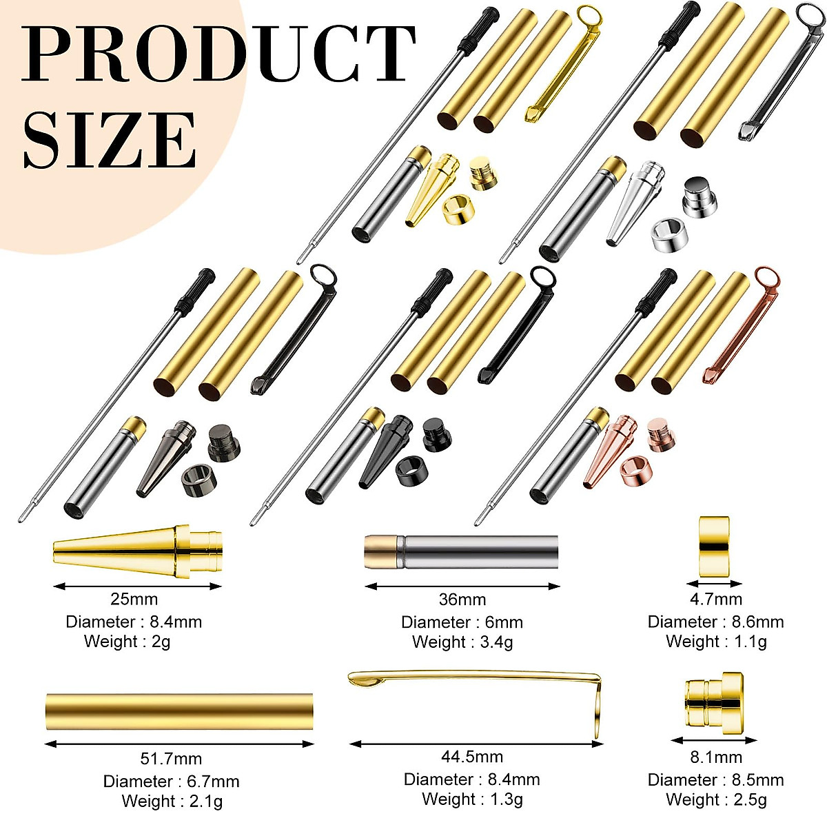 Colarr 20 Pcs 7mm Slimline Pen Kit with Refill Wood Turning Twist Pen Kit Lathe Turning Supplies for DIY Copper Pen Making Friend Teacher Students Gifts(Assorted Color, 20 Sets)