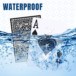 LotFancy Playing Cards, 100% Plastic, Waterproof - 2 Decks of Cards with Plastic Cases, Poker Size Standard Index, for Magic Props, Pool Beach Water Card Games
