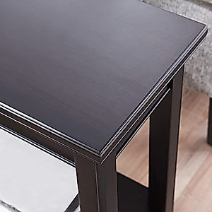 Leick Home Laurent 12 in. Narrow End Side Table, Solid Wood with Shelf, Black, 10505-BK