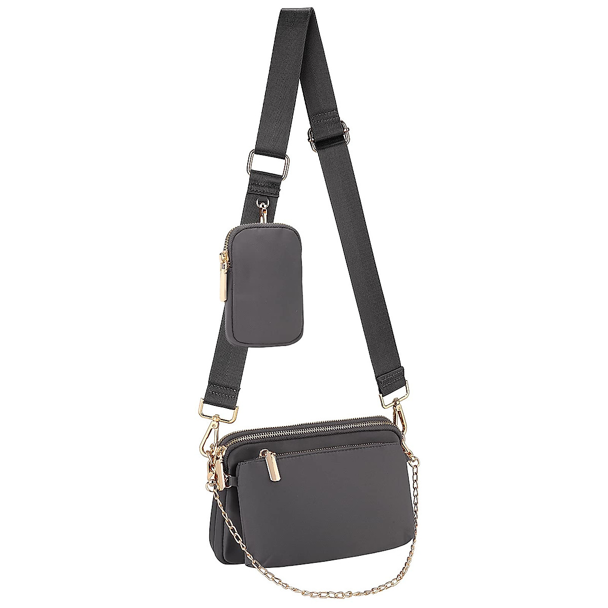 Uromee Corssbody Bags for Women Nylon Fashion Shoulder Purse Fanny Pack Travel Hiking Detachable Pouch Adjustable Strap