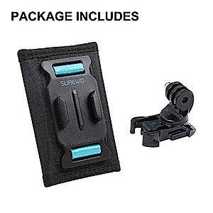Backpack Shoulder Strap Mount Camera with Adjustable Shoulder Pad and 360 Degree Rotating Base Compatible with GoPro Hero 11 Black, Hero 10/9/8/7, AKASO, DJI, Insta360 and Most Action Cameras