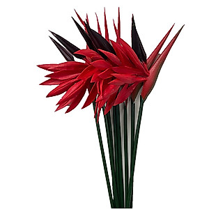 8 Pack 21-1/2 Inch Artificial Flowers Bird of Paradise,Green Plant for Home Garden Decoration Office Verandah Wedding Decorations (Red)