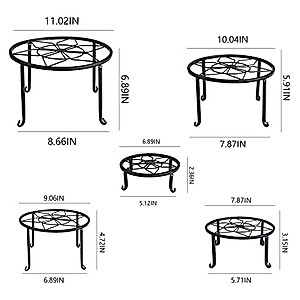 5 Pack Metal Plant Stands,Heavy Duty Potted Holder for Flower Pot,Indoor Outdoor Metal Rustproof Iron Garden Container Round Supports Rack for Planter…