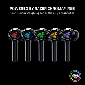 Razer Hammerhead True Wireless (2nd Gen) Bluetooth Gaming Earbuds: Chroma RGB Lighting -60ms Low-Latency- Active Noise Cancellation - Dual Environmental Noise Cancelling Microphones- Classic Black