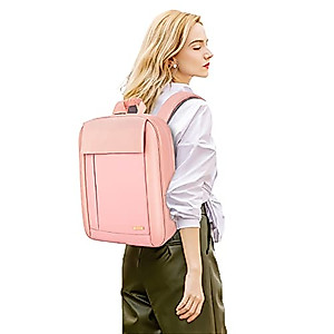 Voova Travel Laptop Backpack for Men Women, Slim Lightweight Backpack Bookbag with Laptop Compartment for Work Business and College, Waterproof Computer Bag Fits 14-15.6 Inch Notebook, Pink