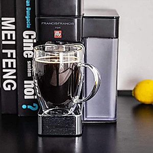 Double Walled Glass Coffee Mugs Glass Mug With Handles Double Wall Cappuccino Cups, 12oz Of Set 2 Coffee tea Mugs, Clear Glasses With Handle