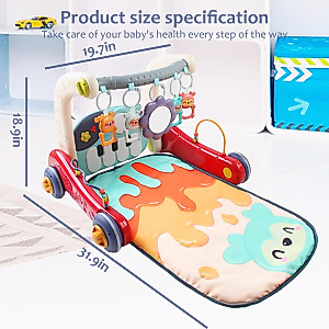 ATUTEN Baby Play Mat Baby Gym,Baby Learning Walker Kick and Play Piano Gym Activity Center mat with 5 Infant Learning Sensory Toys, Music and Lights-Infant Play mat for Infant Newborn Toddlers